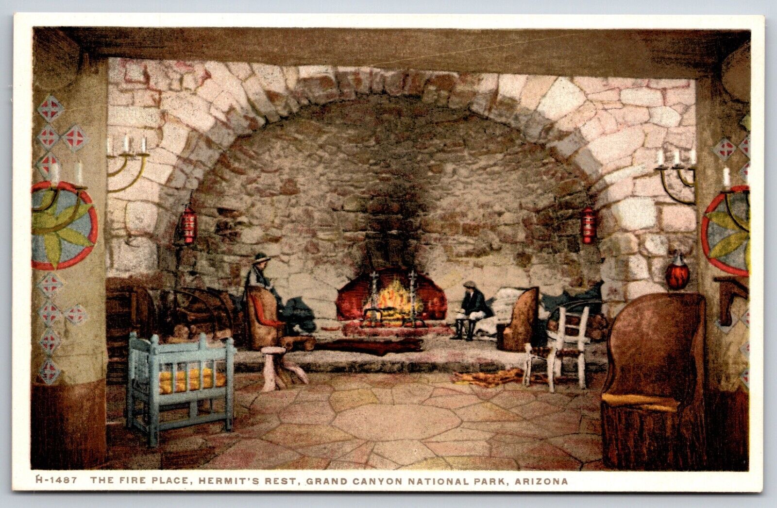 Fire Place at Hermits Rest Grand Canyon Arizona UNP Fred Harvey WB ...