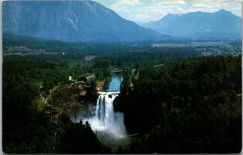 Aerial View Water Falls Valley Snoqualmie,WA Cascade Mountains Vintage ...
