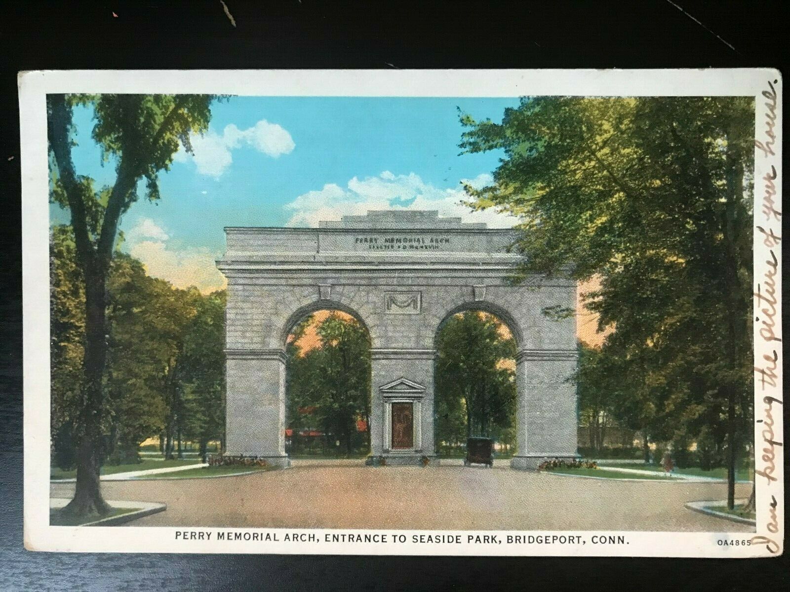 Vintage Postcard 1936 Perry Memorial Arch Seaside Park Bridgeport ...