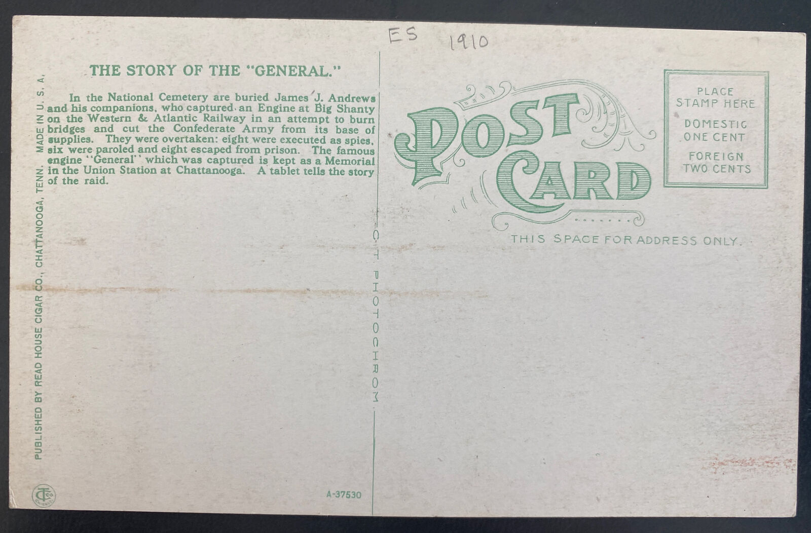 Mint USA Picture Postcard Civil War The Story On The General National ...