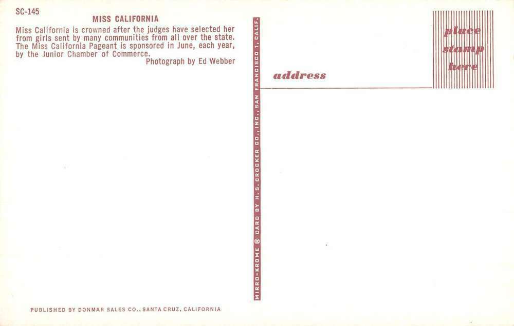 San Francisco California Miss California Pageant Antique Postcard ...