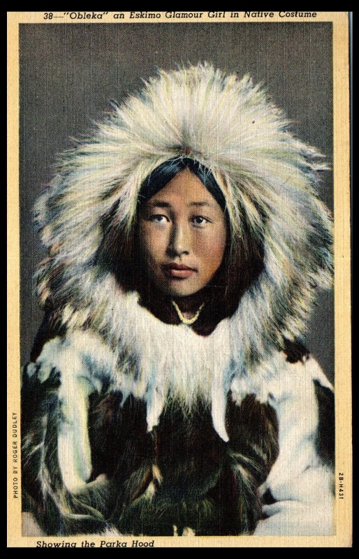 1942 "Obleka" Eskimo Woman in Parka Inuit or Yubik Indigenous American ...