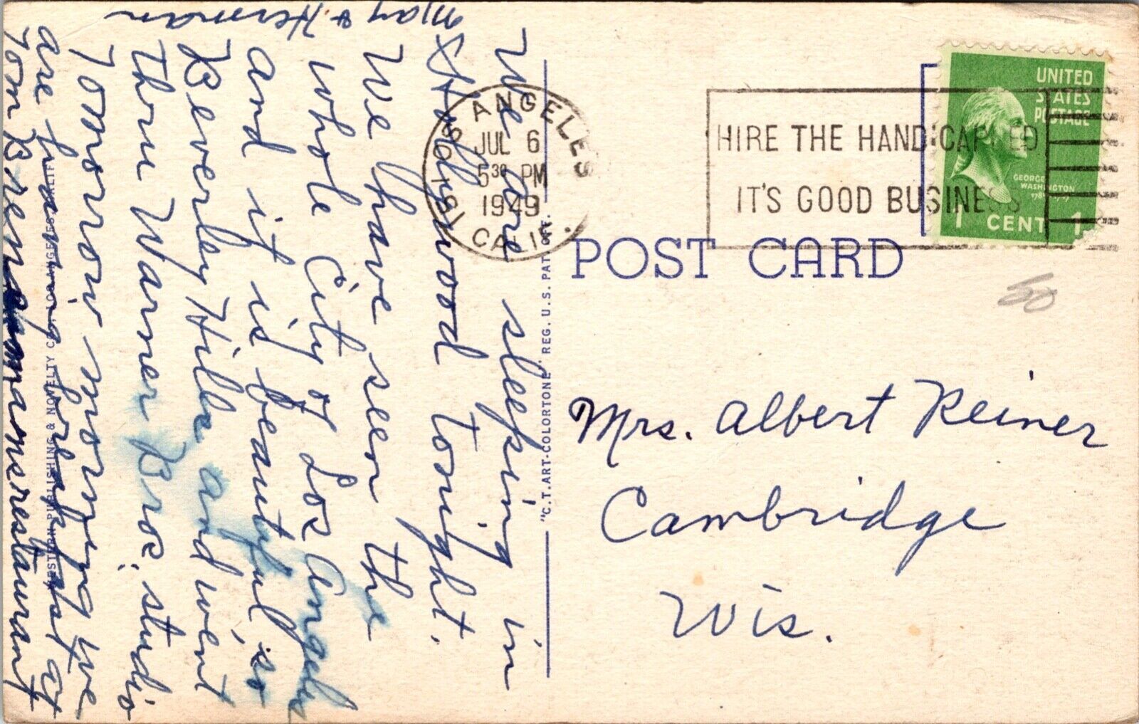 Linen Postcard Large Letter Greetings from Hollywood, California ...