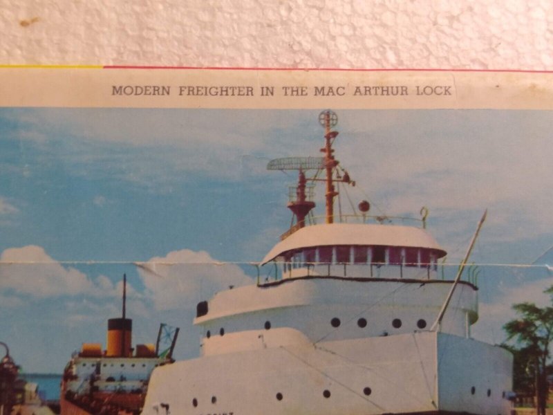 Postcard Folder Modern Freighter In The Mac Arthur Lock, Sault Ste ...