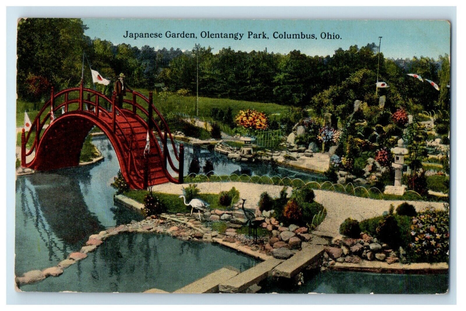 c1930's View Of Japanese Garden Olentangy Park Columbus Ohio OH Vintage ...
