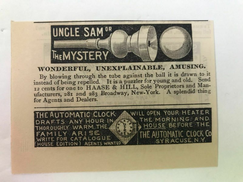 1889 Uncle Sam / Xmas Tree Holder Victorian Print Ads Original 2T1-68 ...