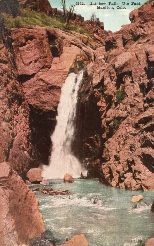 Vintage Postcard 1910's Rainbow Falls Ute Pass Manitou Colorado CO ...