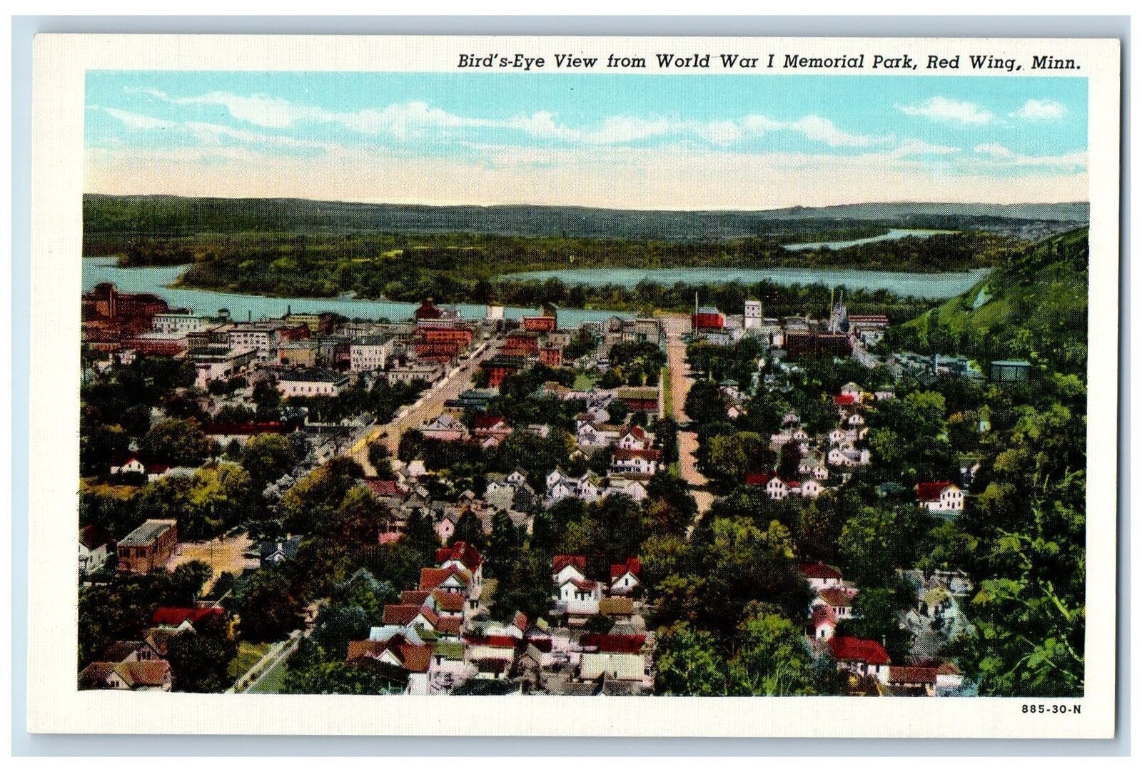 c1920 Birds Eye View From World War I Memorial Park Red Wing Minnesota ...