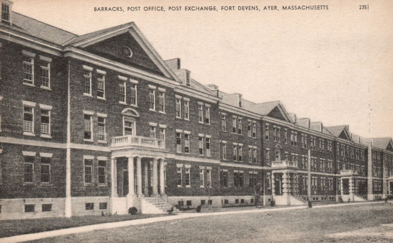 Vintage Postcard 1910's Barracks Post Office Exchange Fort Devens Ayer ...