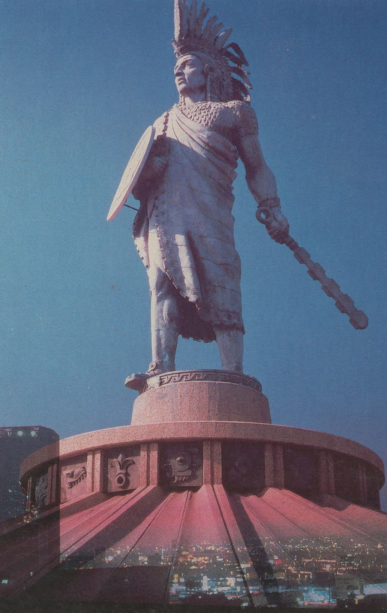 Vista Tijuana Monument Statue At Night Mexico Postcard | United States ...