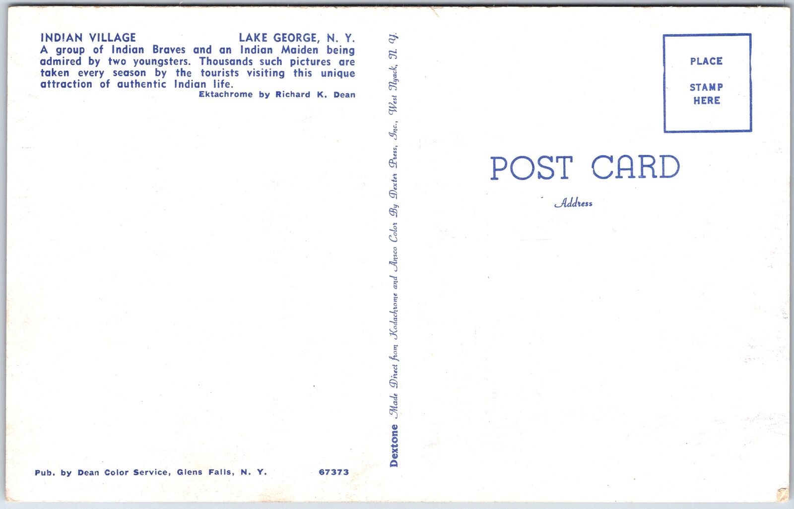 Vintage Postcard a Group of Indian Braves at Lake George New York ...