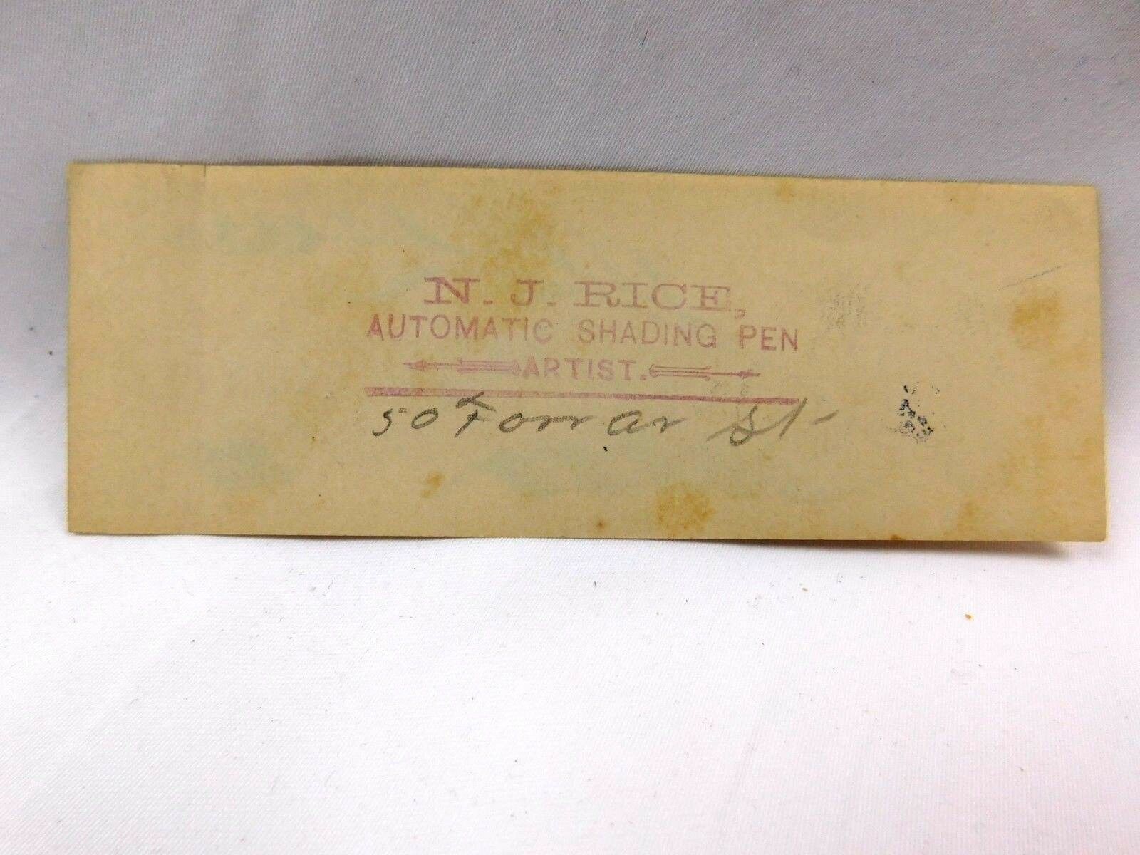 1870's-80's N.J. Rice Automatic Shading Pen Artist Penmanship Sample ...