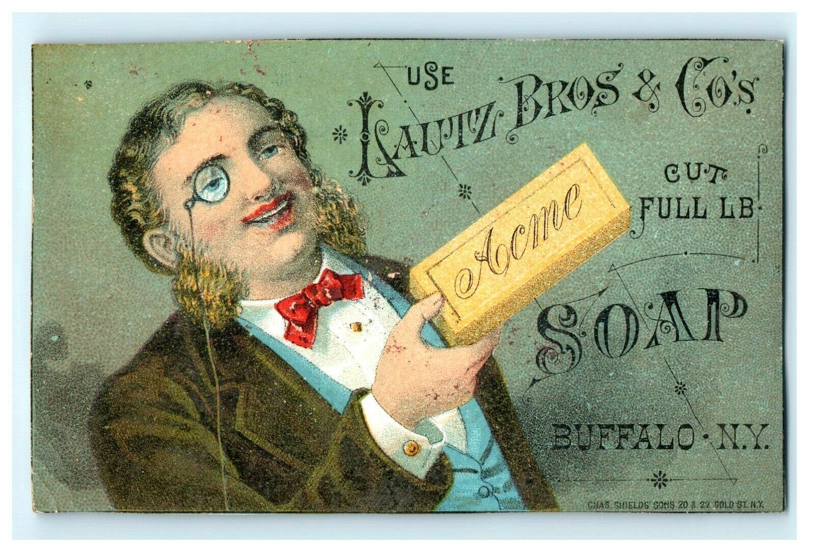 1870s-80s Joel Topham Fine Groceries Lautz Bros Soap Man Monocle P213 ...