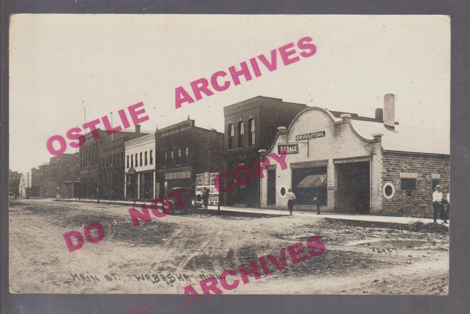 Wabasha MINNESOTA RPPC c1910 MAIN STREET Stores GARAGE Chevrolet ...