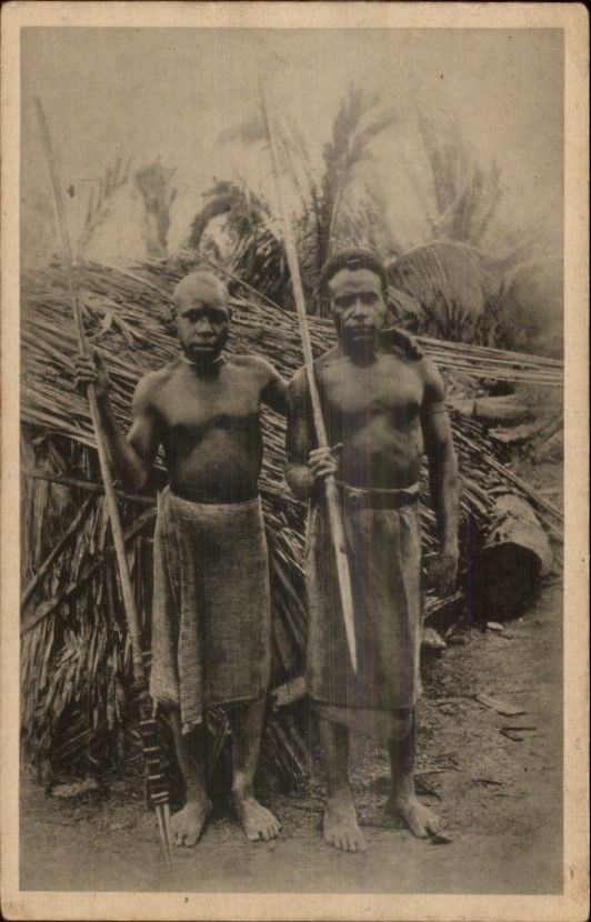 Oceania East New Guinea Native Men Spears Ethnography Black Tribal Men ...