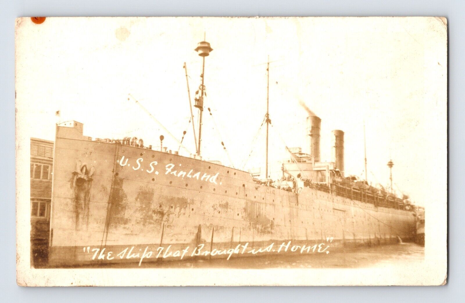Postcard RPPC Ship USS Finland Ship Brough Us Home 1920s Unposted AZO ...