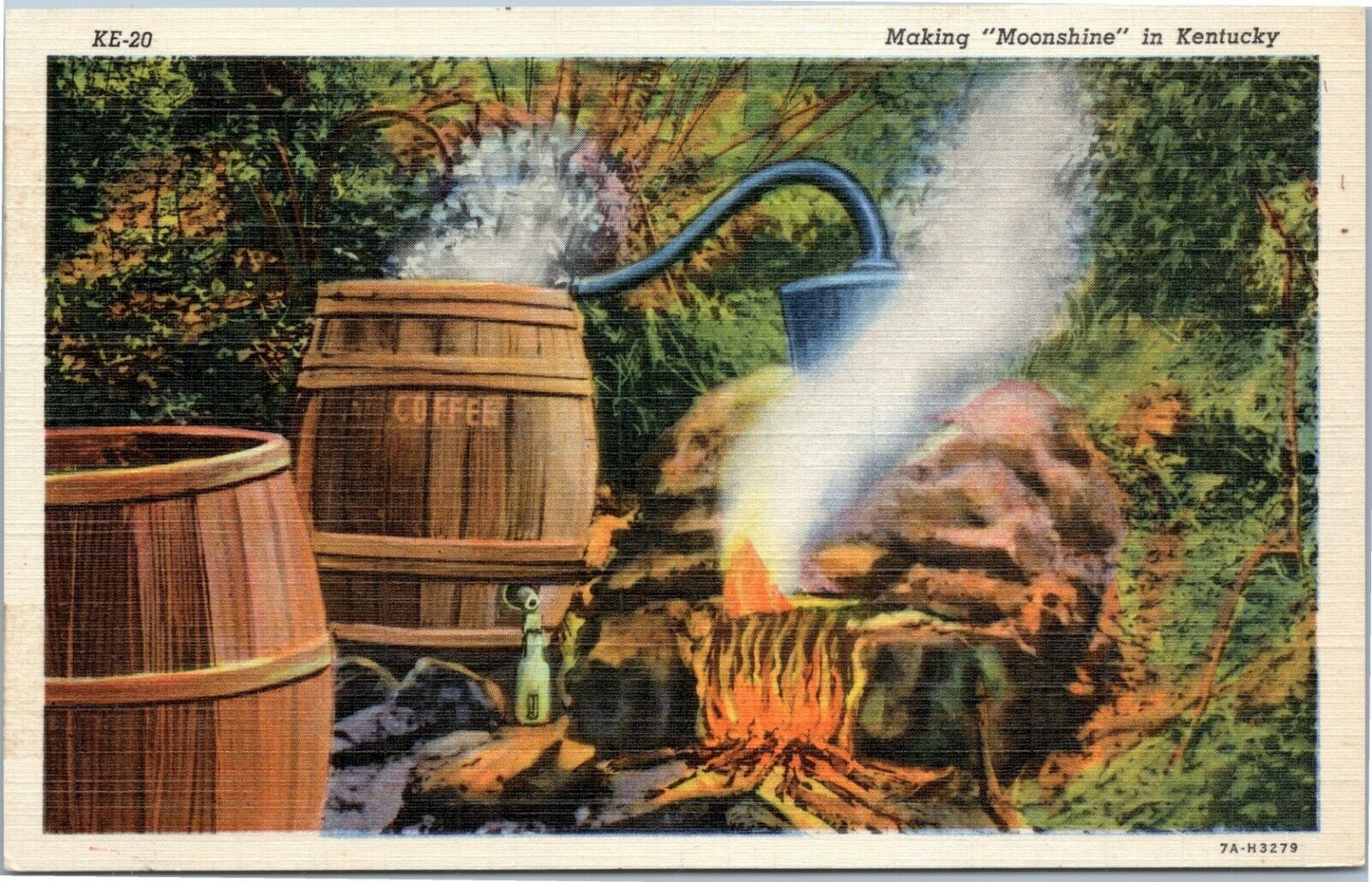 Moonshine Still - Making Moonshine in Kentucky Curt Teich KE-20 ...