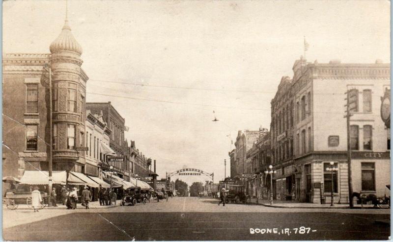 RPPC BOONE, IA Iowa Downtown STREET SCENE 1920 Postcard | United States ...