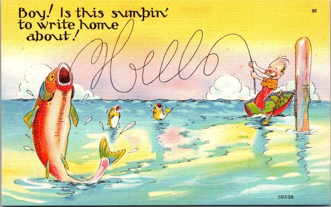 Humour Fishing Boy Is This Sumpin' To Wriye Home About | Topics ...