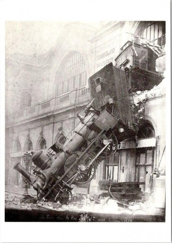 REPRO Paris, France 1895 TRAIN WRECK Locomotive/Railroad Accident 4X6 ...