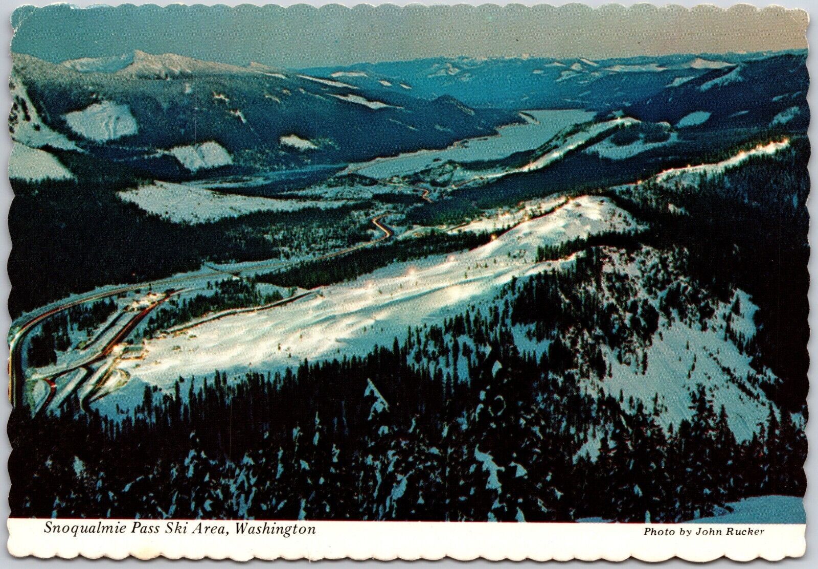 Snoqualmie Pass Ski Area Night Skiing Lake Keechelus Washington Snow ...