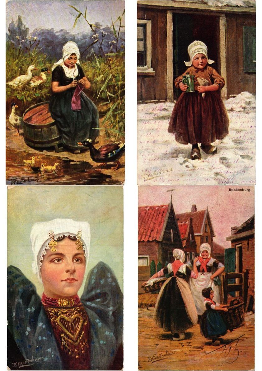 Gersten Hauer Illiustrateur Artist Signed Mostly Dutch Folklore 87 CPA ...