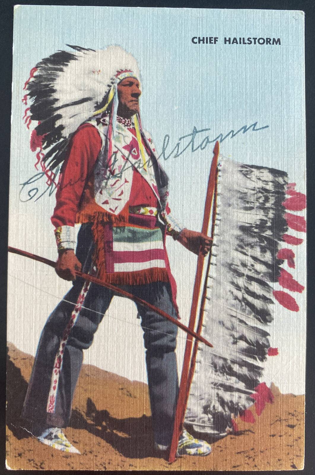 Mint USA Picture Postcard Native American Indian Chief Hailstorm Signed ...