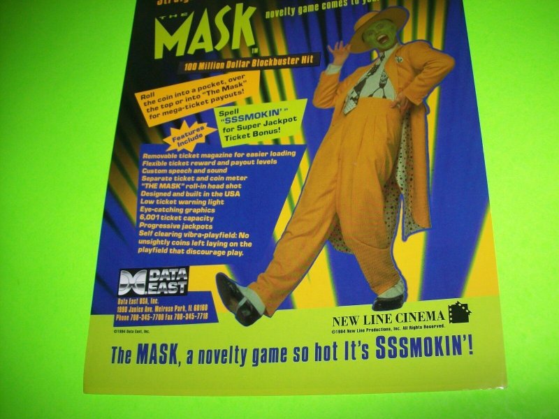 The Mask Jim Carrey Arcade Game Promo Flyer Redemption Promo Artwork #2 ...