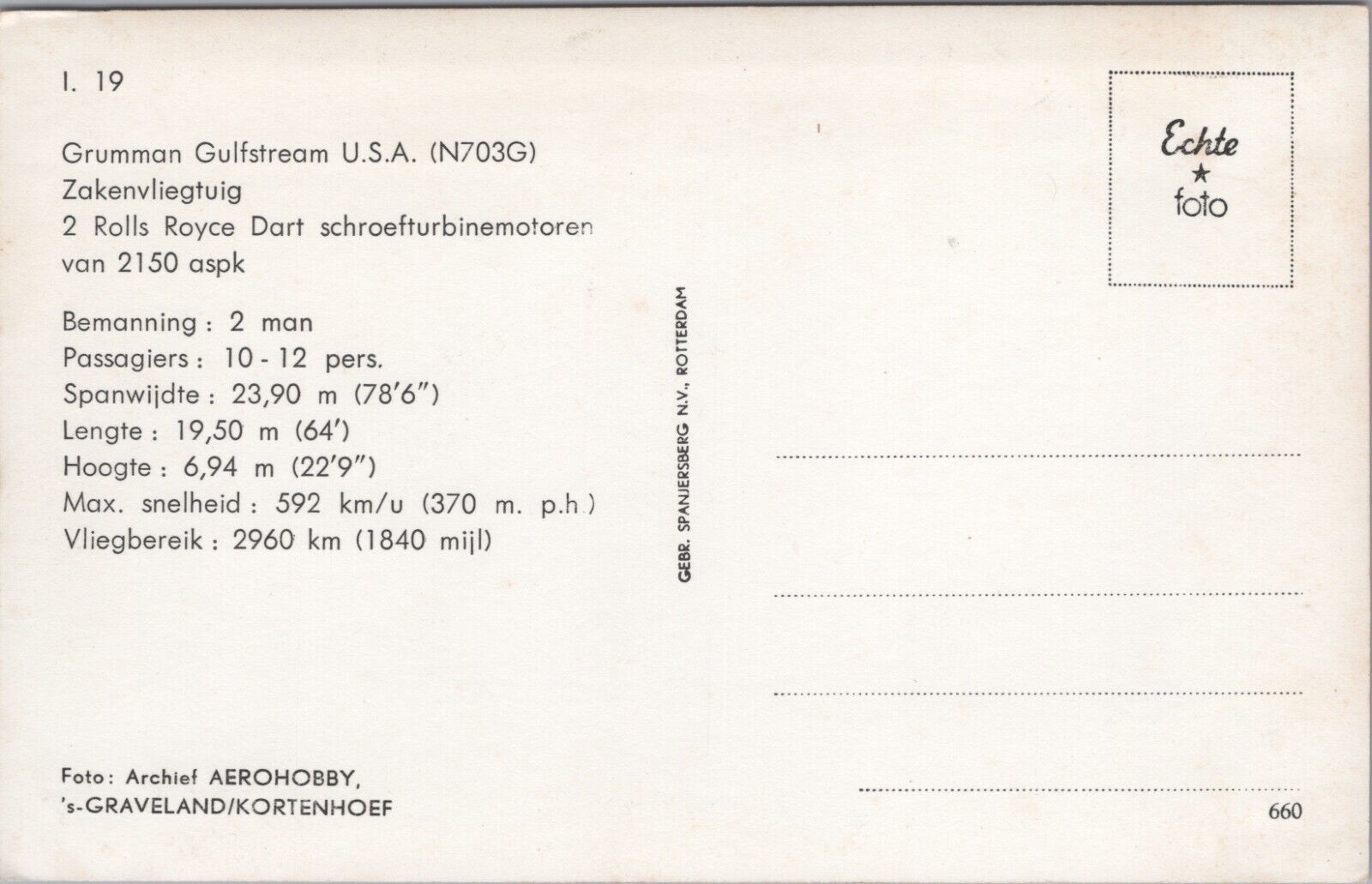 Grumman Gulfstream USA Aircraft Vintage RPPC 09.57 | United States ...