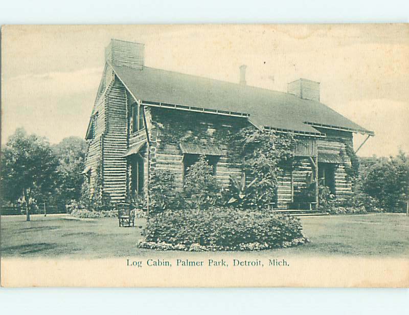 Unused Pre-1907 LOG CABIN & PARK SCENE Detroit Michigan MI r7519 ...
