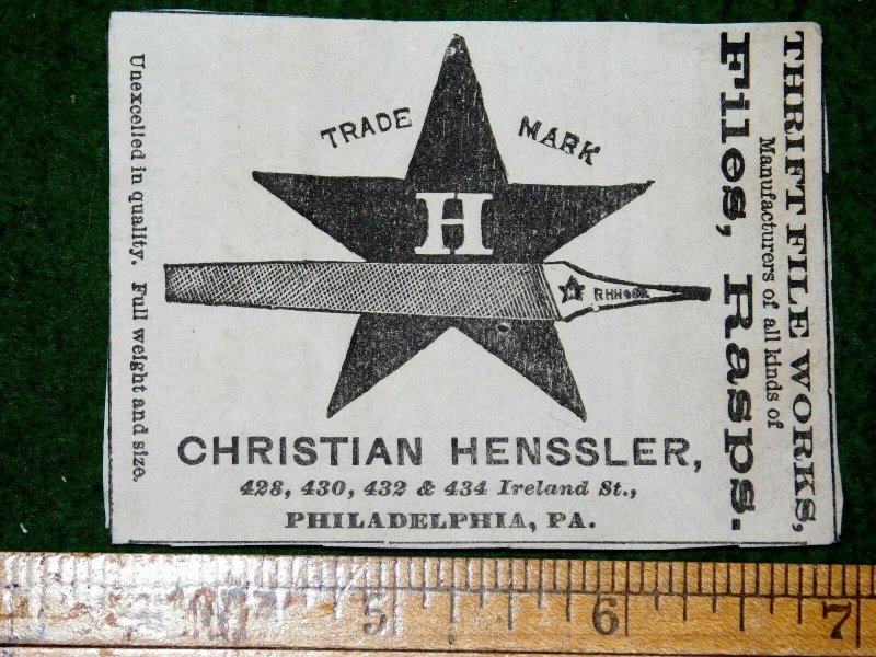 1870s Thrift File Works, Rasps Christian Henssler Engraved Victorian ...