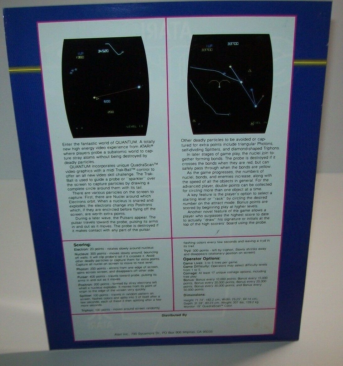 Quantum Arcade FLYER 1982 Original Retro Vintage Video Game Space Age ...