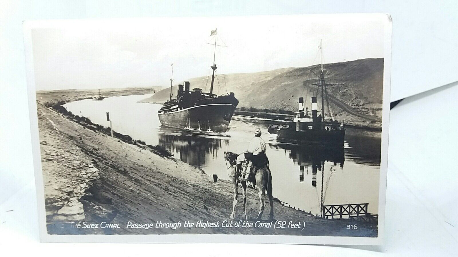 Ship Passage Through the Highest Cut of the Suez Canal 52ft Vintage RP ...