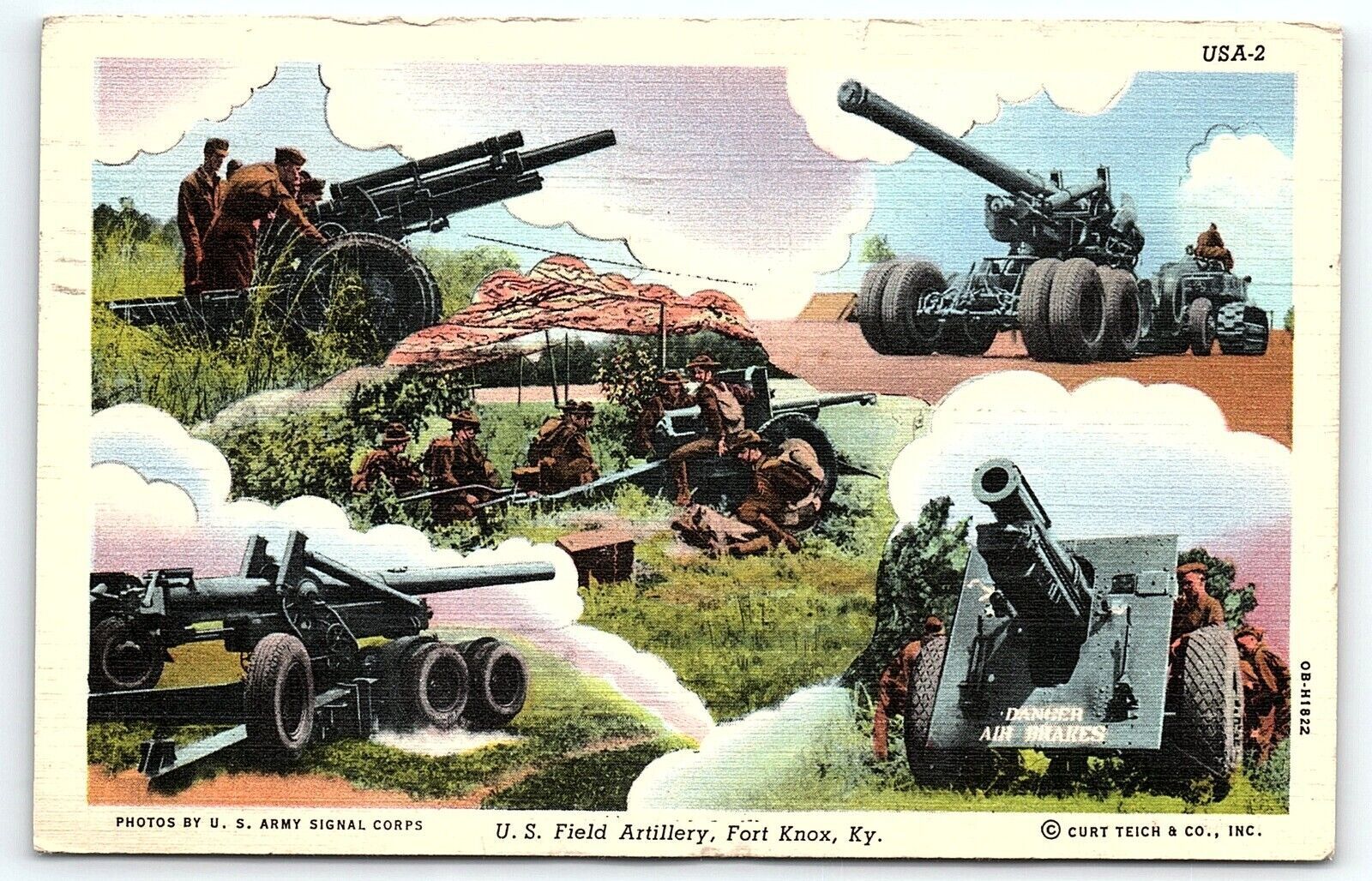 1944 Wwii Fort Knox Kentucky U.S. Field Artillery Cannon Linen Postcard ...