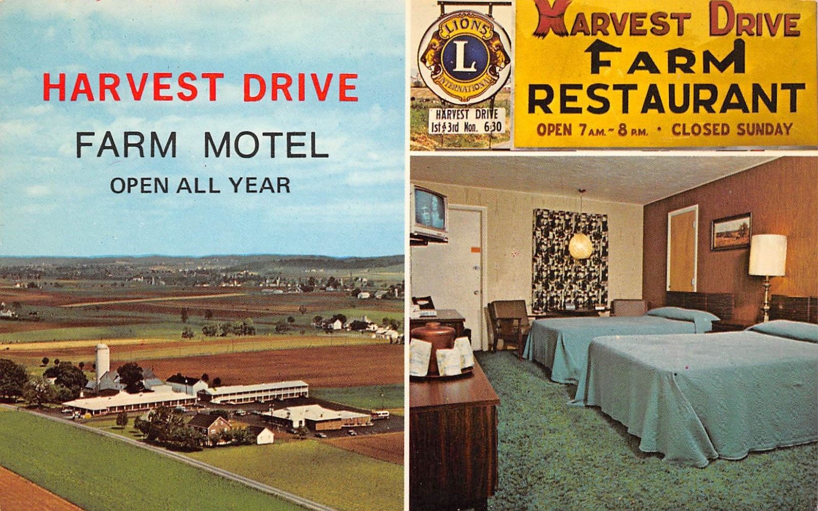 Gordonville Pennsylvania 1960s Postcard Harvest Drive Farm Motel and ...