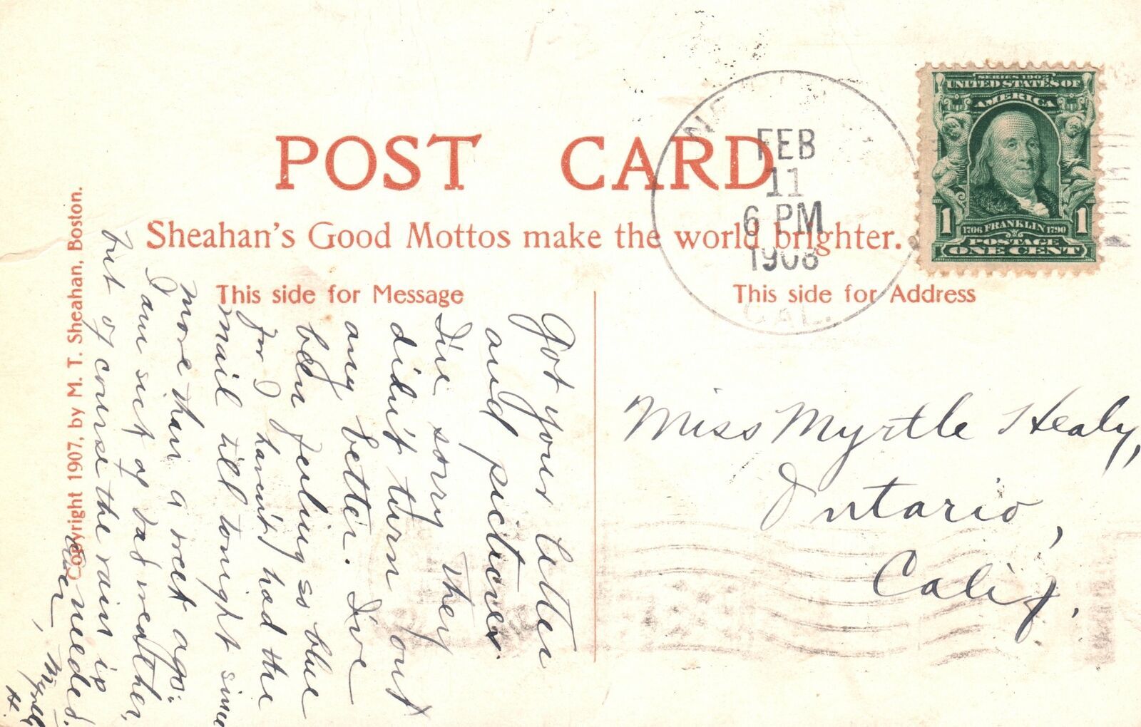 Vintage Postcard 1908 Quotes And Sayings Card Simple Design With Border ...