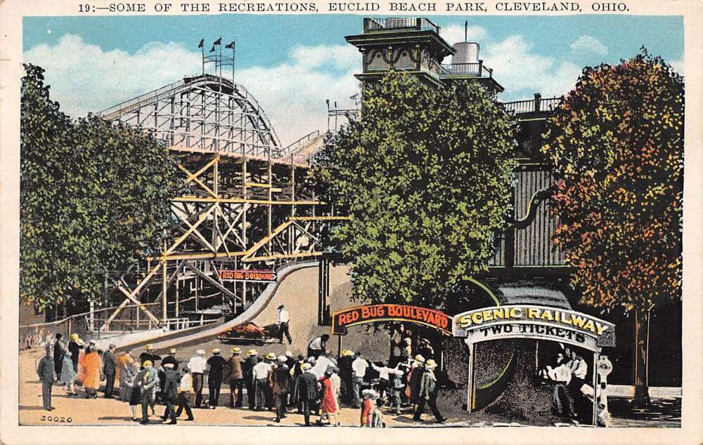 Cleveland Ohio Euclid Beach Park Attractions, White Border Vintage PC ...
