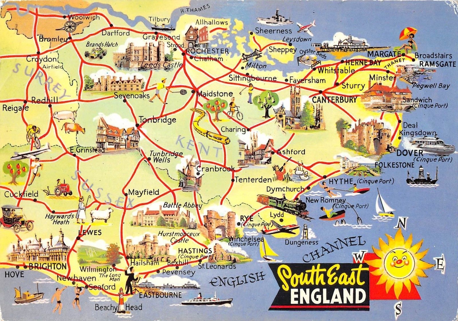 B100678 southeast england map cartes geographiques uk | Europe - United ...