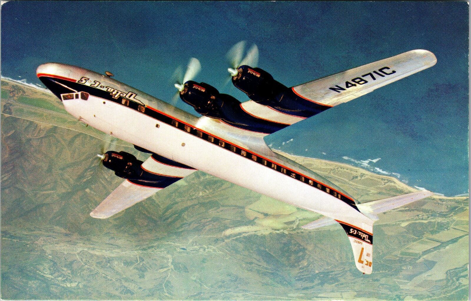 Vintage Postcard Delta C & S Airline's Douglas Dc-7 in Mid-Flight ...