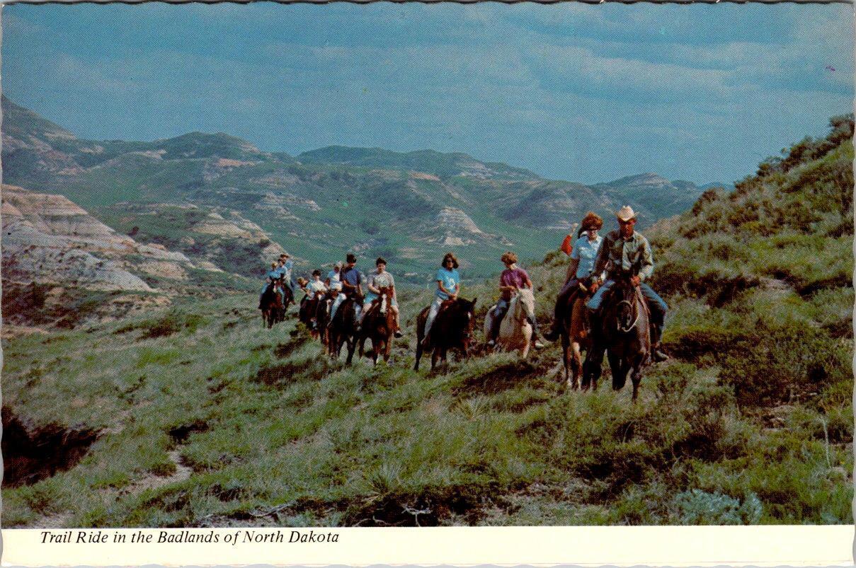 2~4X6 Postcards ND, Medora HORSE TRAIL RIDE In BADLANDS & North Dakota ...