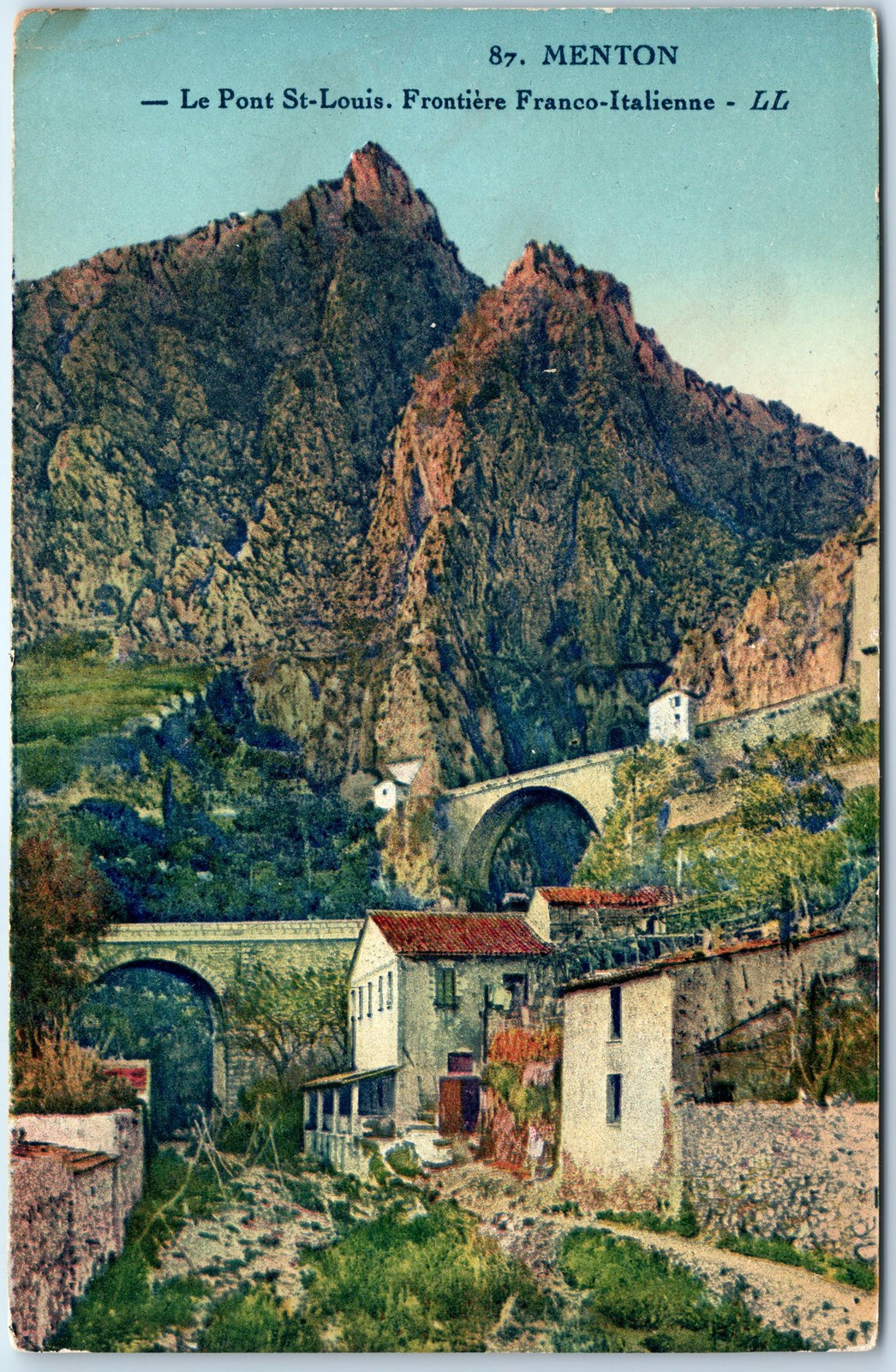 c1910s Menton France Le Pont St-Louis Border Bridge Franco-Italian ...