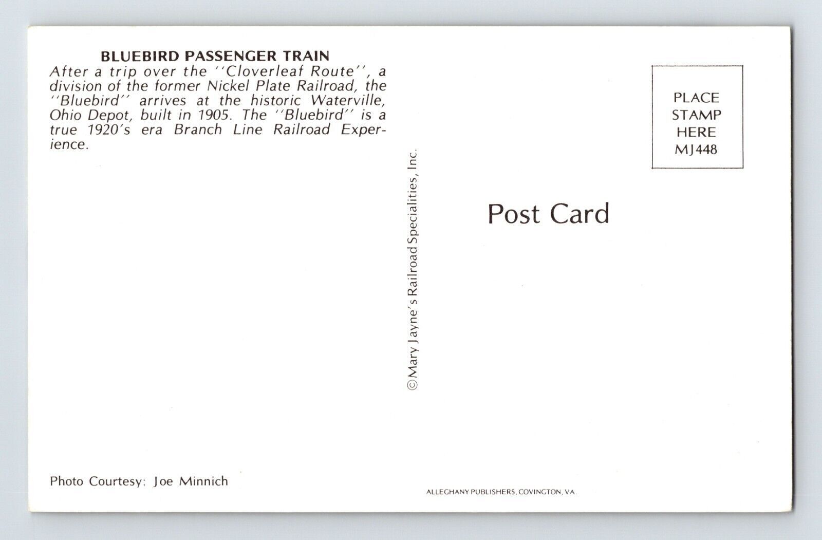 Postcard Railroad Train Nickel Plate Bluebird Cloverleaf Route 1970s ...