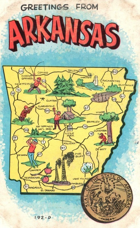 Vintage Postcard Greetings From Arkansas Historic Landmarks And Scenic ...