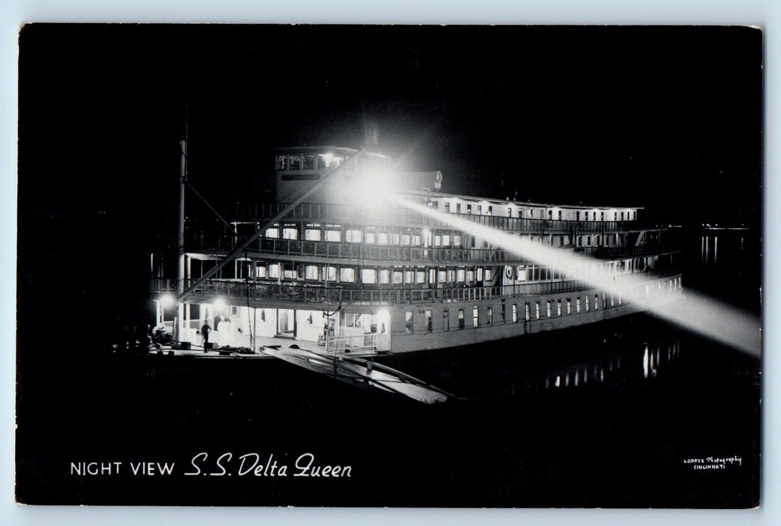 SS Delta Queen Postcard RPPC Photo Steamer Ship Night View c1940's ...