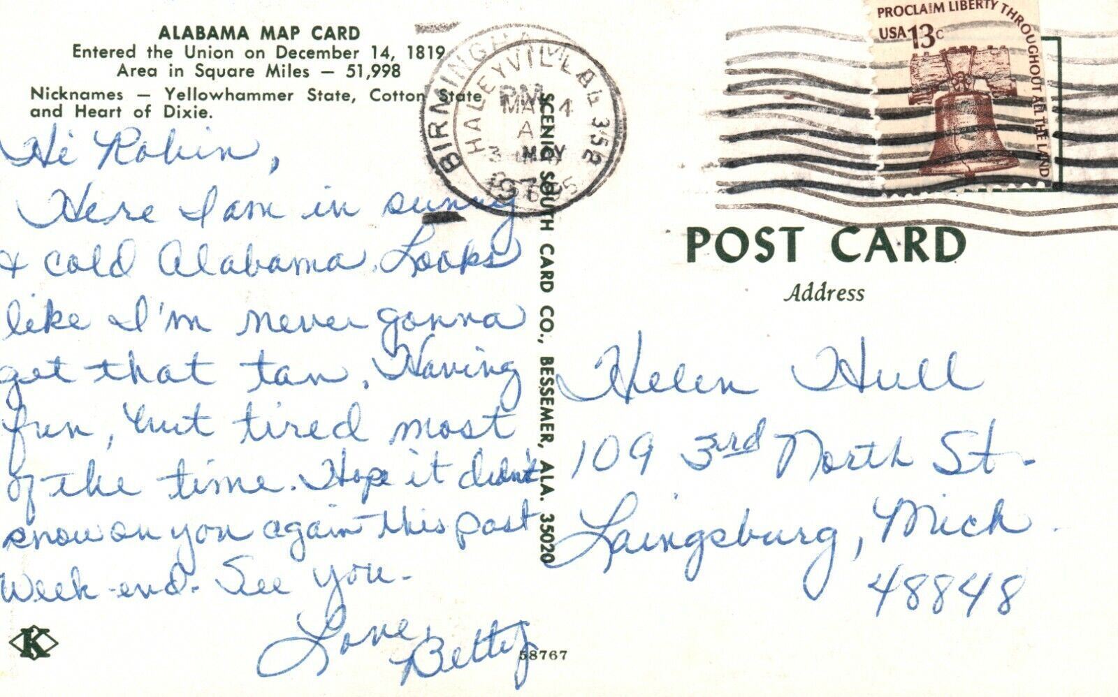 Vintage Postcard 1975 Greetings from Alabama State Flower Camillia ...