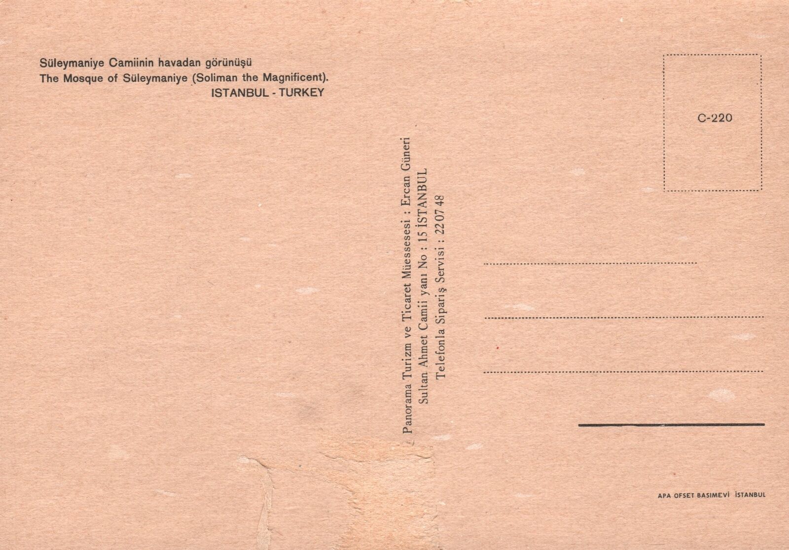 Vintage Postcard Suleymaniye Camiinin Havadan Mosque Of Soliman ...