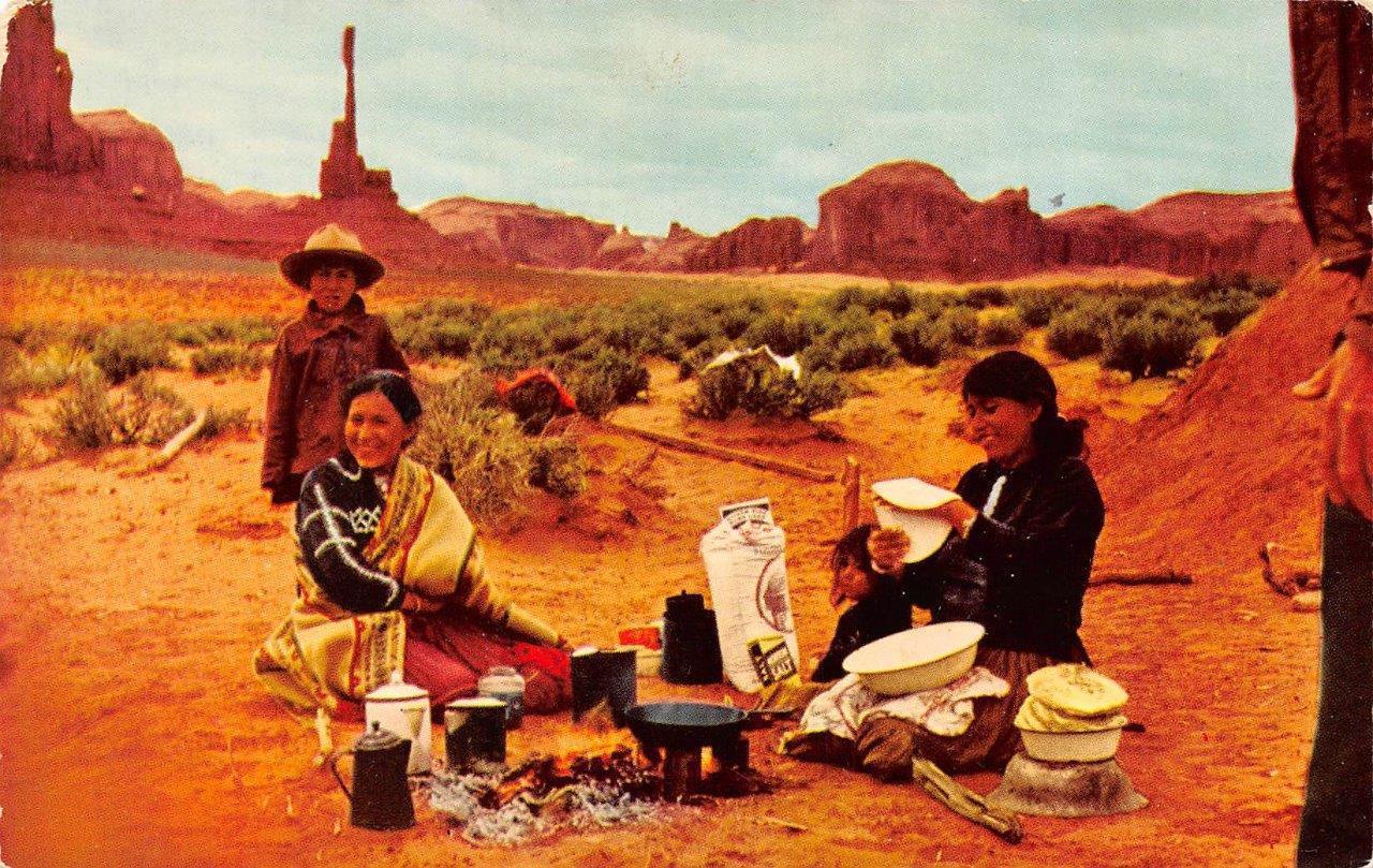 AZ, Arizona NAVAJO INDIAN WOMEN MAKING BREAD Native Americans Postcard ...
