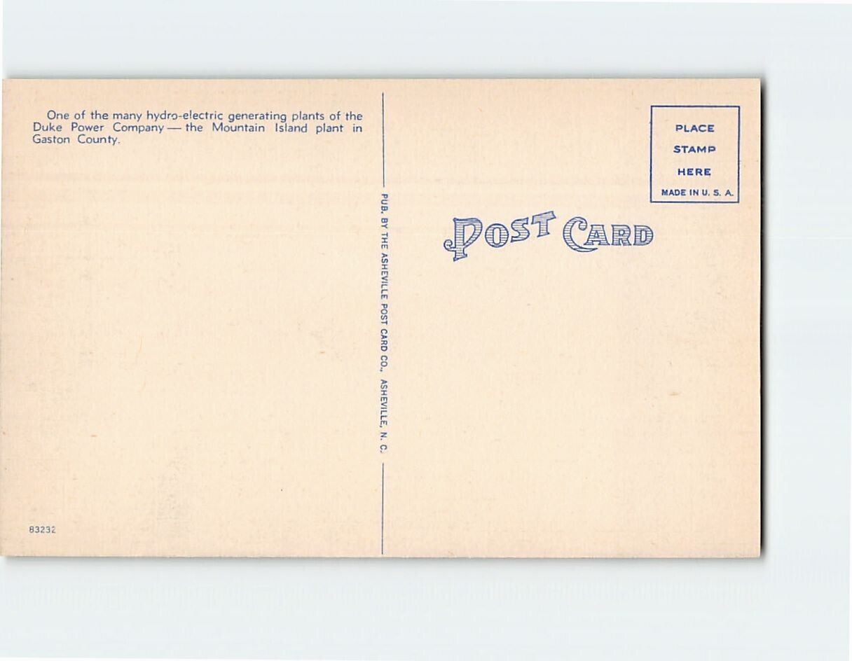 Postcard Mountain Island Plant of Duke Power Co., Mount Holly, North ...