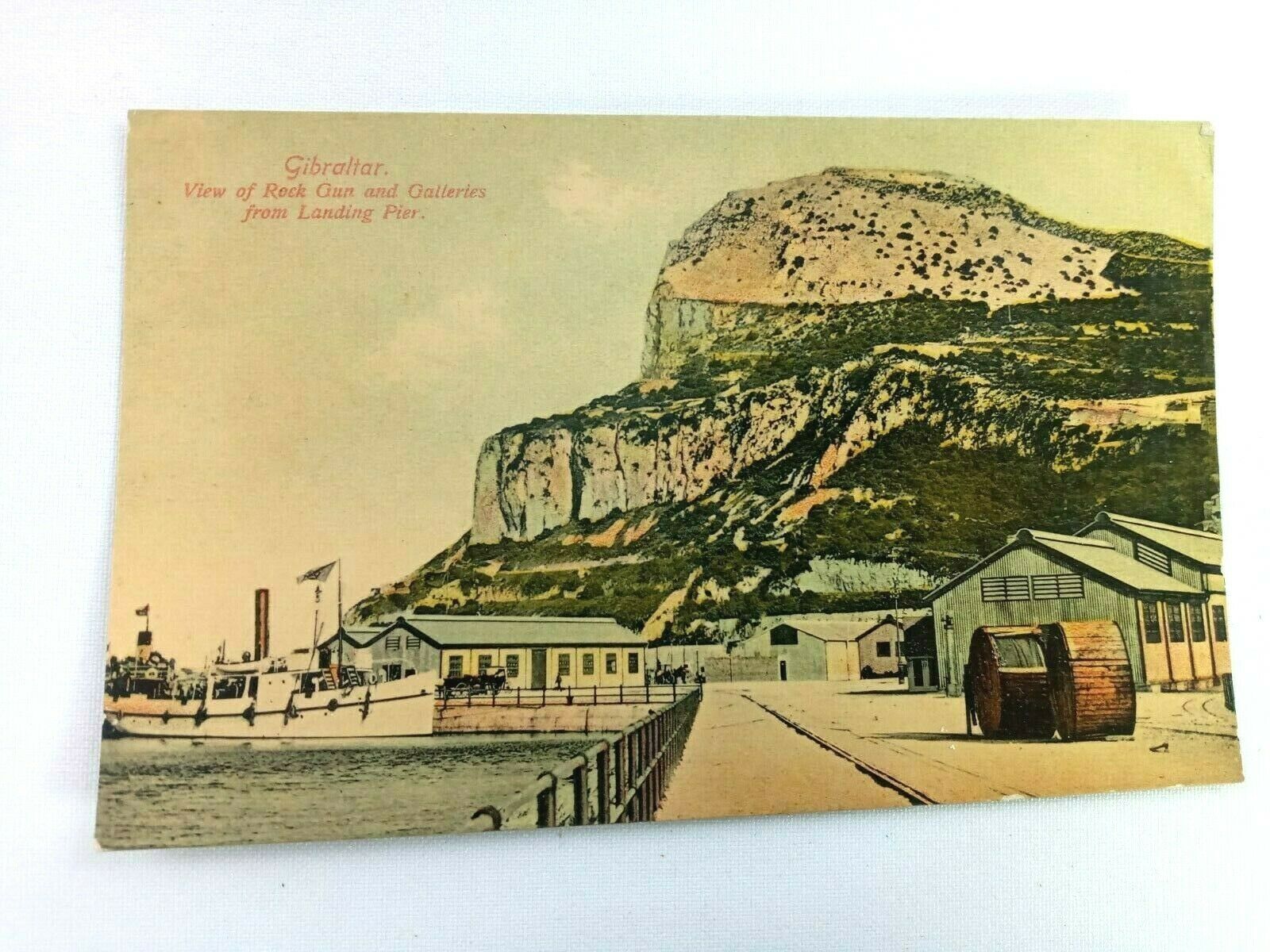 Vintage Postcard Gibraltar View of Rock Gun and Galleries from Landing ...