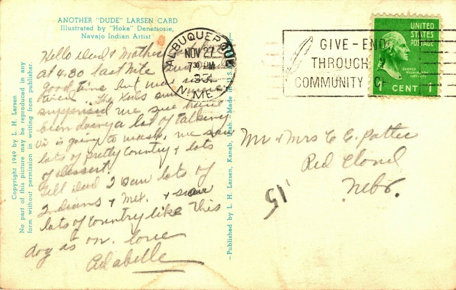Hoke Denetsosie Artist Signed Comic The Plainsman Dude Larsen Postcard ...